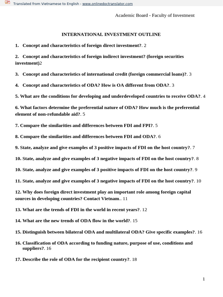 40 Câu Tài Liệu ĐTQT Chị Lê Huyền Linh Vũ Thủy 1.Vi.en | PDF | Foreign Direct Investment ...