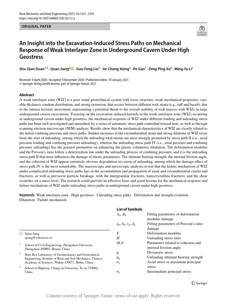 An Insight Into The Excavation-Induced Stress Path | PDF | Deformation ...