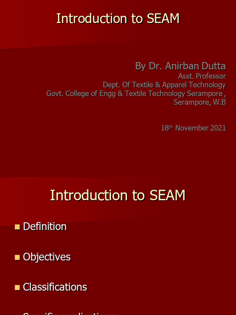 Introduction To SEAM in Garment Manufacturing | PDF | Seam (Sewing ...
