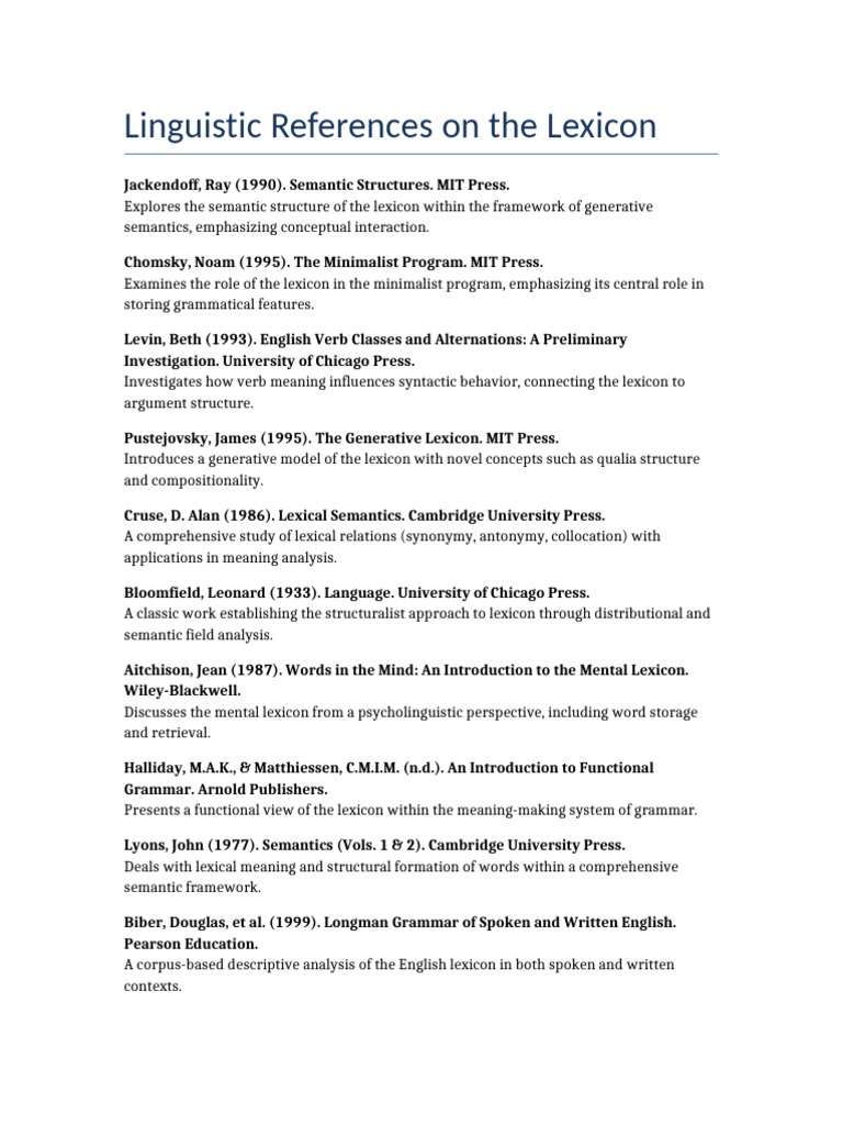 Lexicon_Linguistic_References | PDF