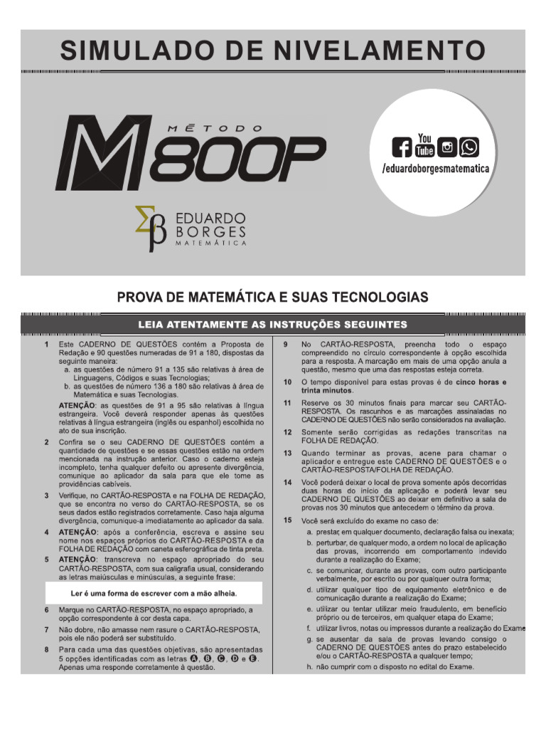 Simulado de Nivelamento | PDF