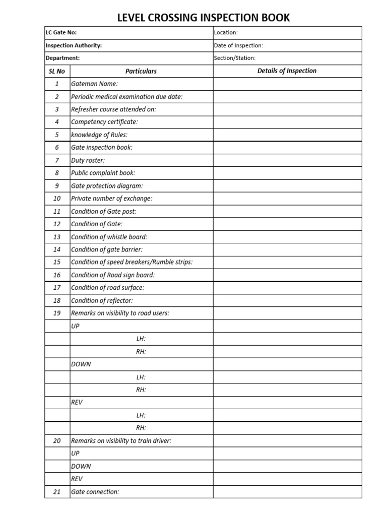 LC Gate Inspection Format As Per TMS | PDF