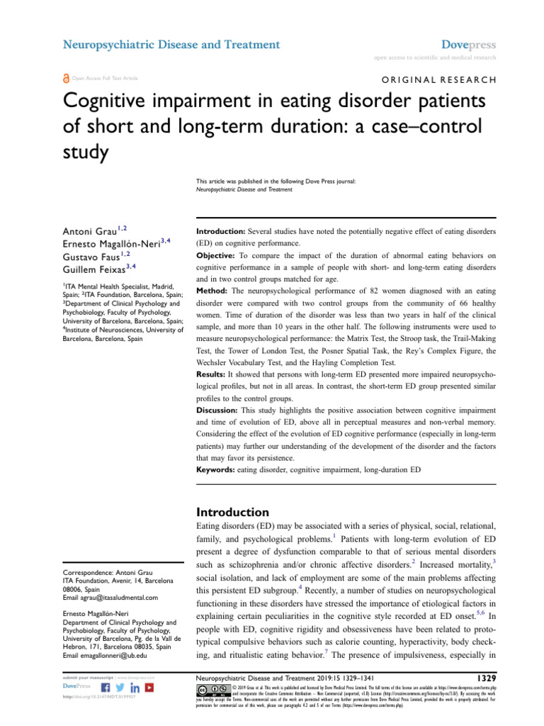 9. Cognitive impairment in eating disorder patients of short and long ...