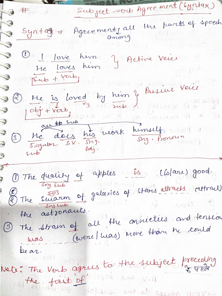 English Subject Verb Agreement Notes (Most Important) | PDF