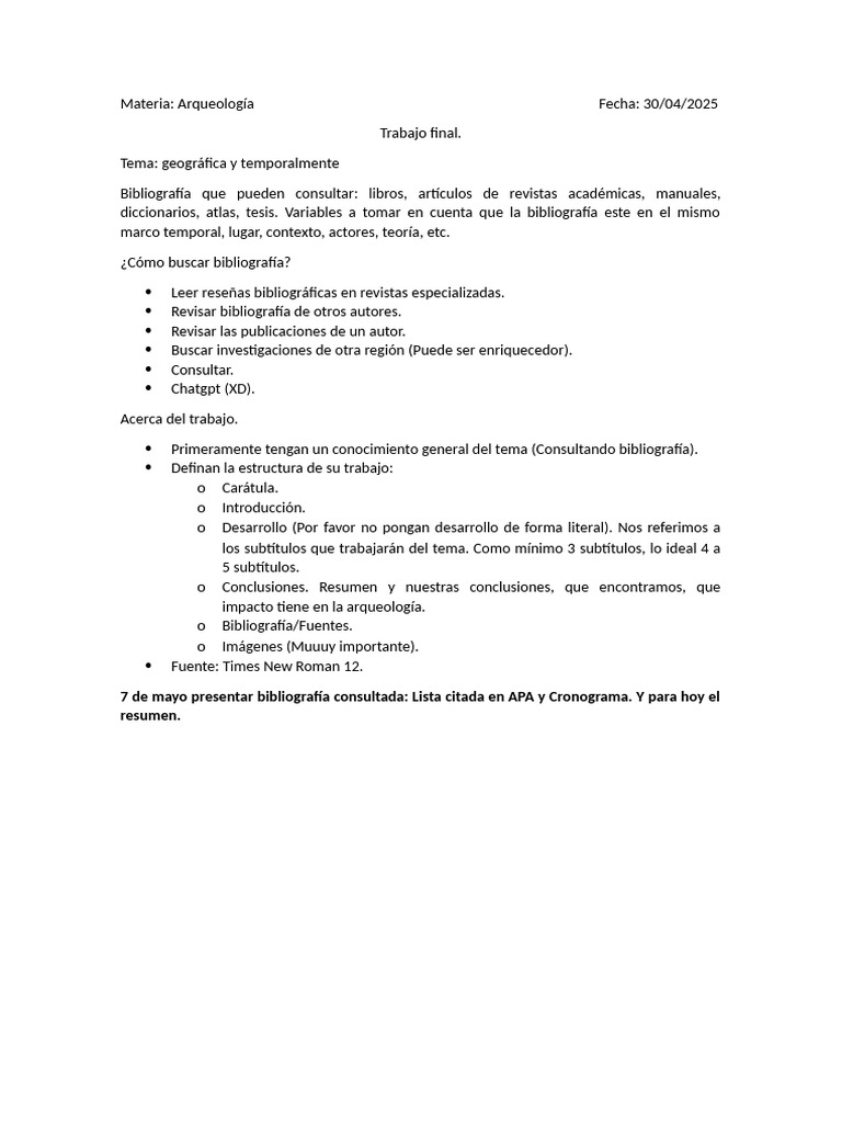 Guía para Elaborar un Trabajo de Arqueología | PDF