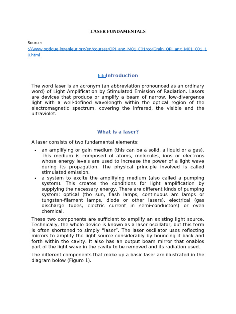 Lec8 - LASER FUNDAMENTALS | PDF | Laser | Emission Spectrum