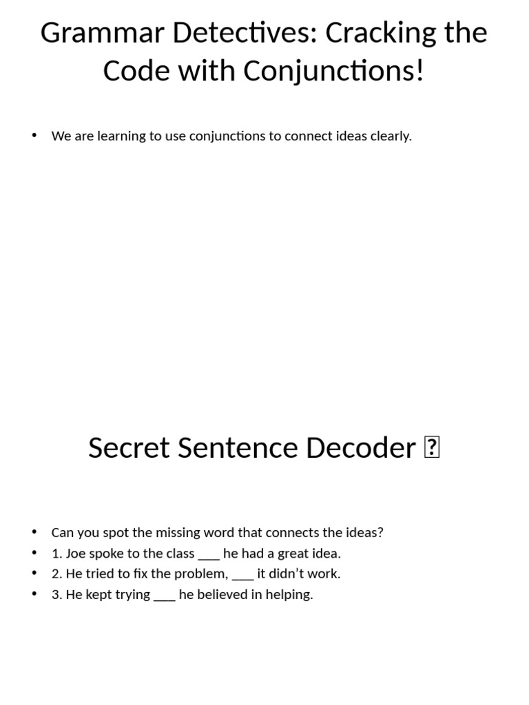 Lesson1_Grammar_Detective_Conjunctions_With_Answers | PDF