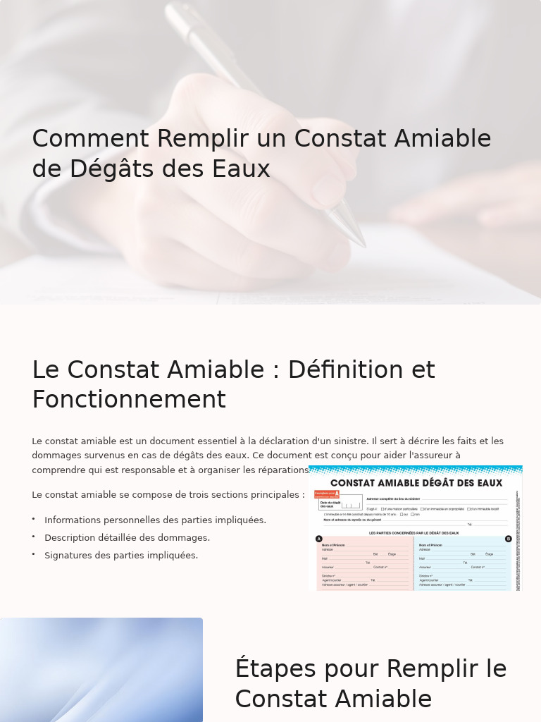 Remplir Constat Amiable Degats Des Eaux | PDF