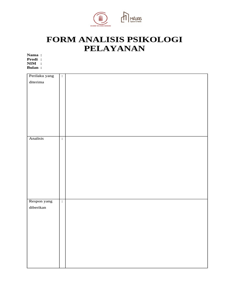 Form Analisis Psikologi Pelayanan | PDF