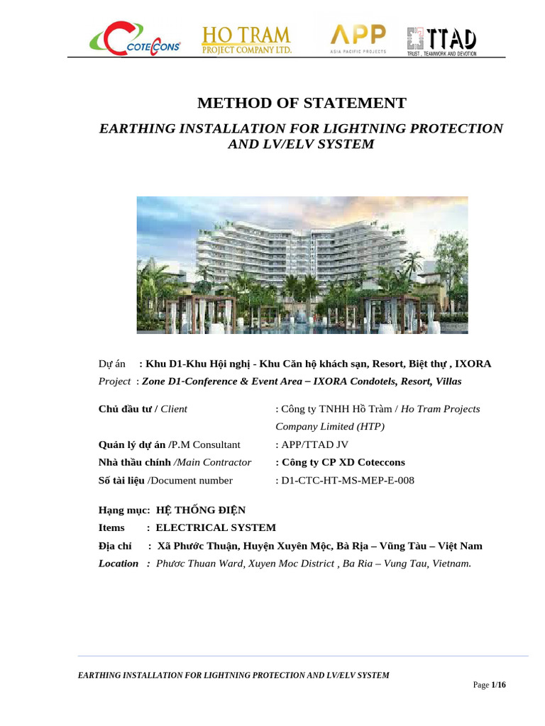 D1-Ctc-Ht-Ms-Me.e-008 - Earthing Installation For Lightning Protection ...