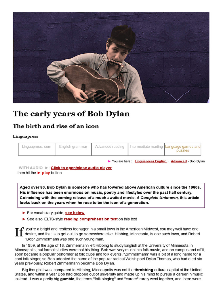 Bob Dylan: Rise of an Icon | PDF | Bob Dylan