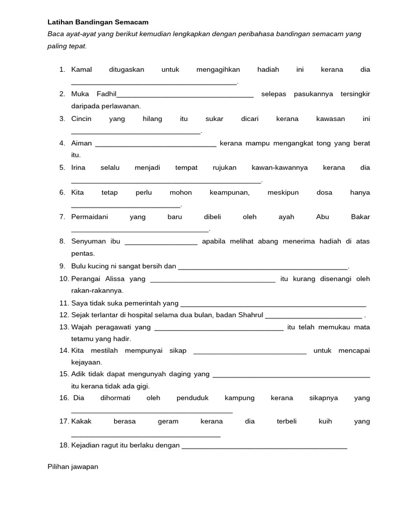 Latihan Bandingan Semacam | PDF