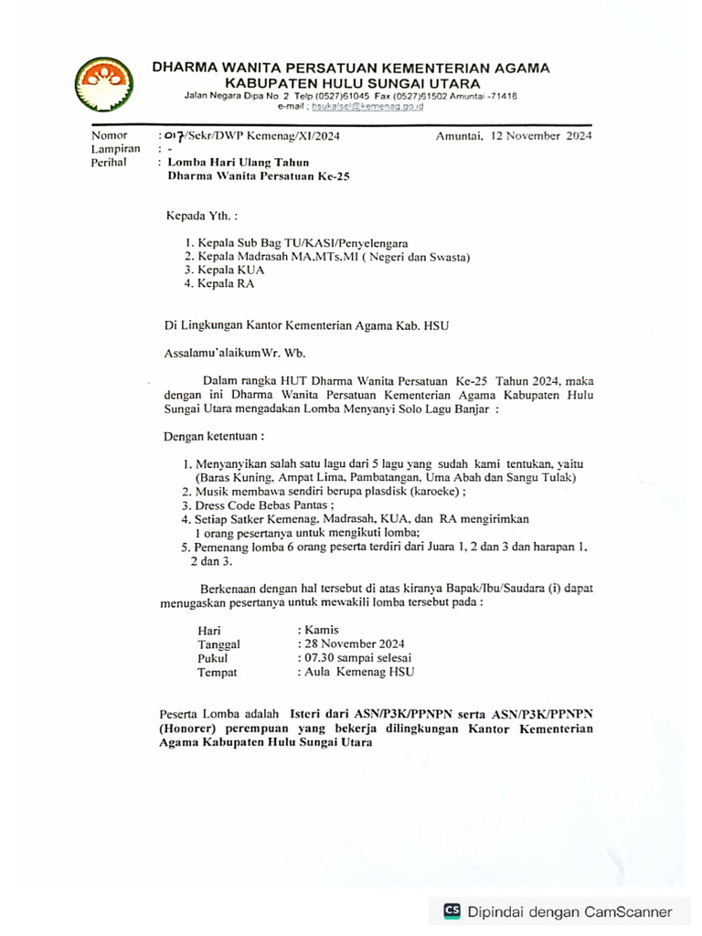 Edaran Lomba HUT DWP | PDF