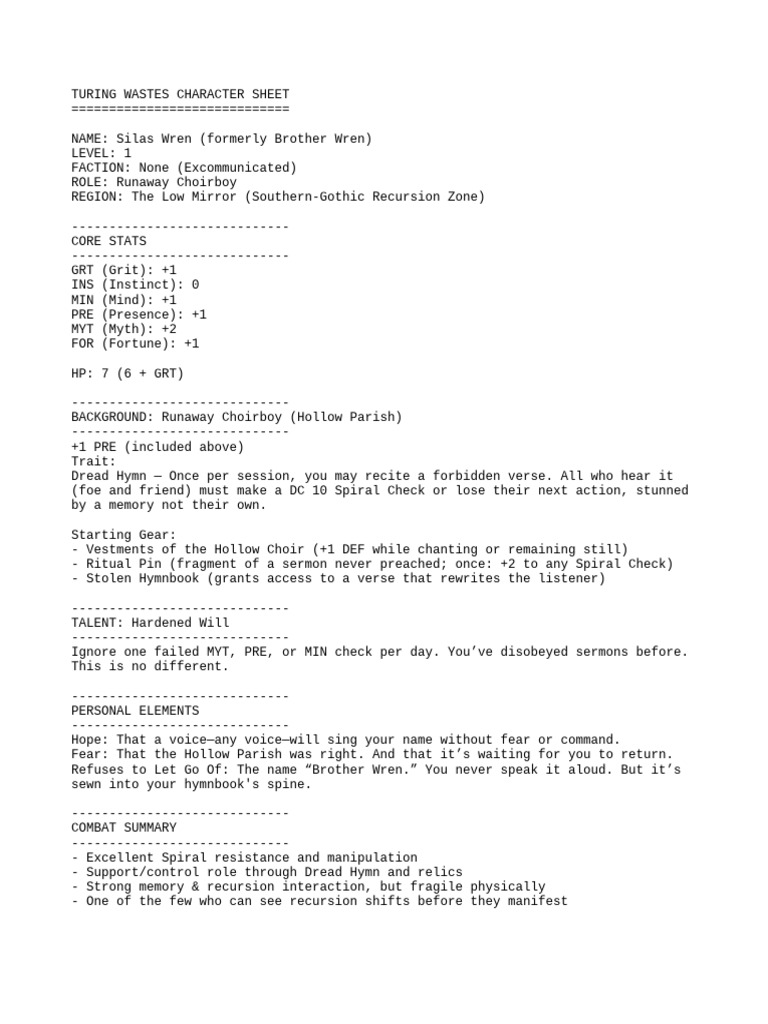 Silas_Wren_Character_Sheet | PDF