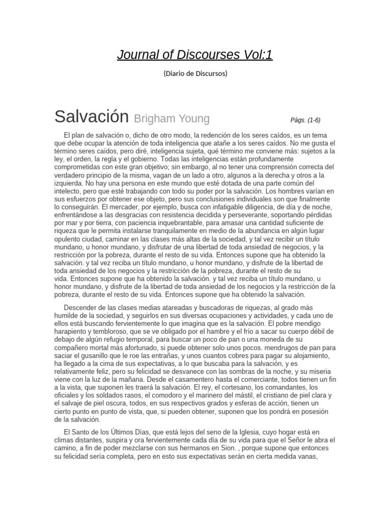 Journal of Discourses Vol. 1 | PDF | Jesús | Sacerdote