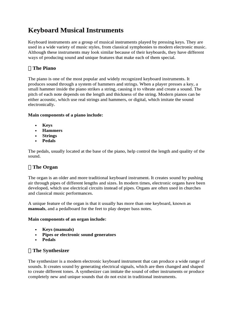Keyboard Instruments Tutorial | PDF | Piano | String Instruments