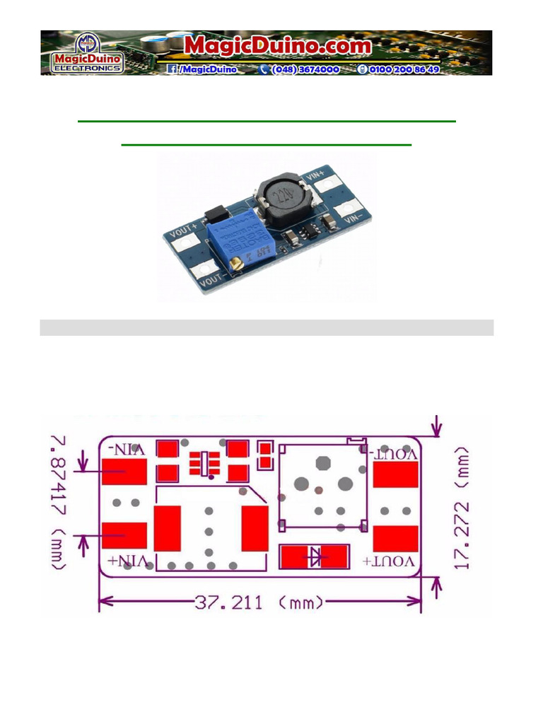 MT3608 Step Up Power Module Datasheet | PDF