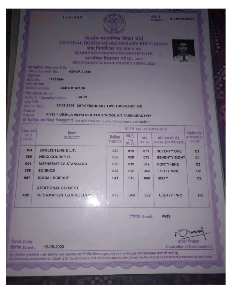 10 Marksheet Az-Compressed | PDF