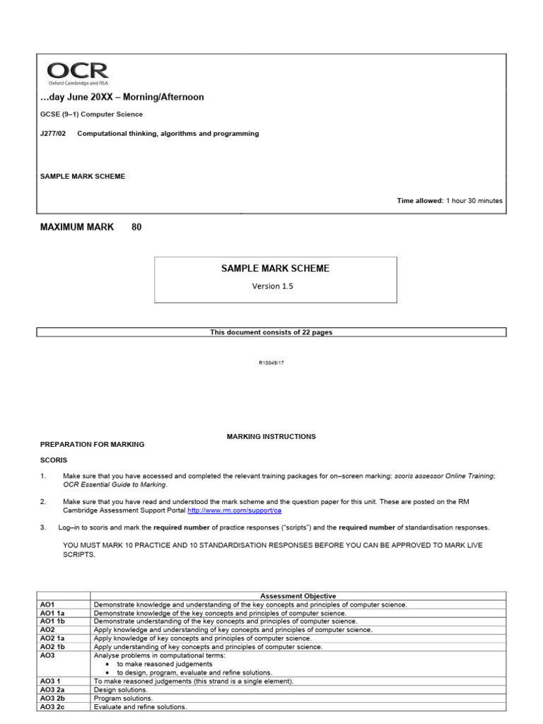 GCSE Computer Science Mark Scheme | PDF | String (Computer Science ...