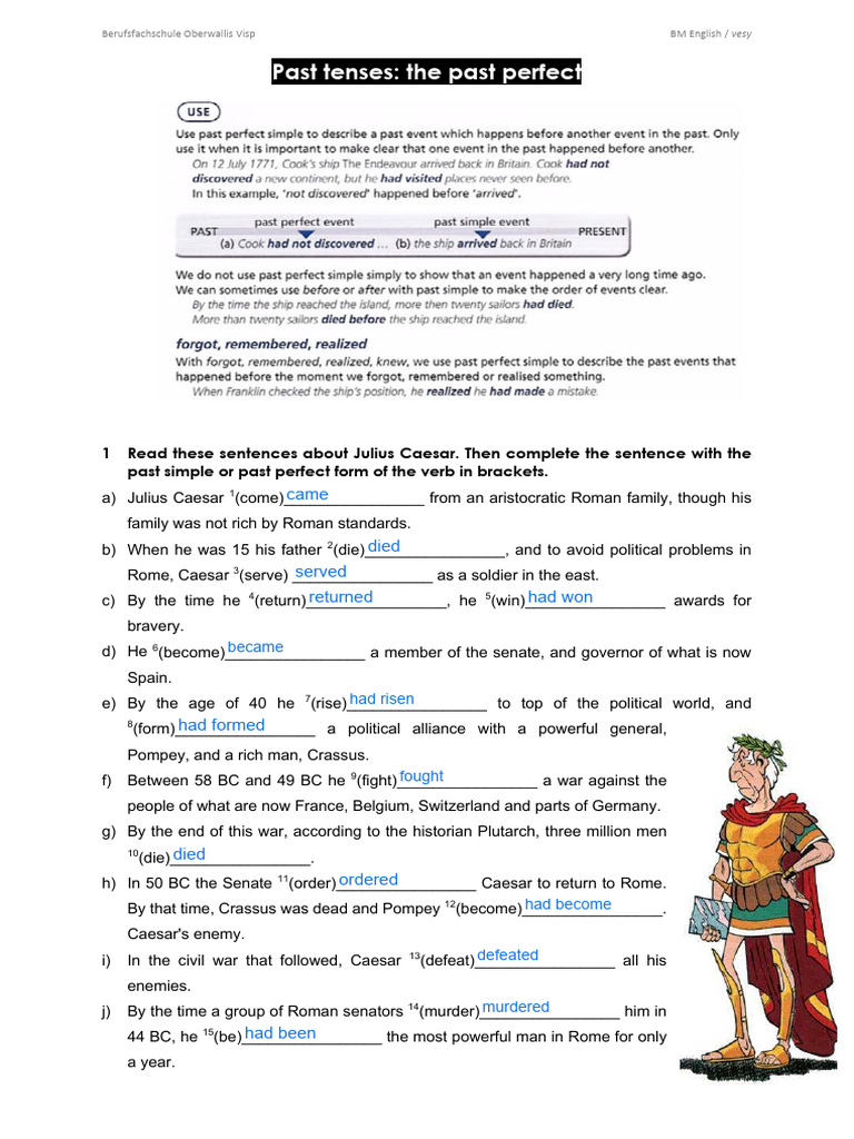 03a - Extra Exercises Past Perfect | PDF | Julius Caesar | Pompey