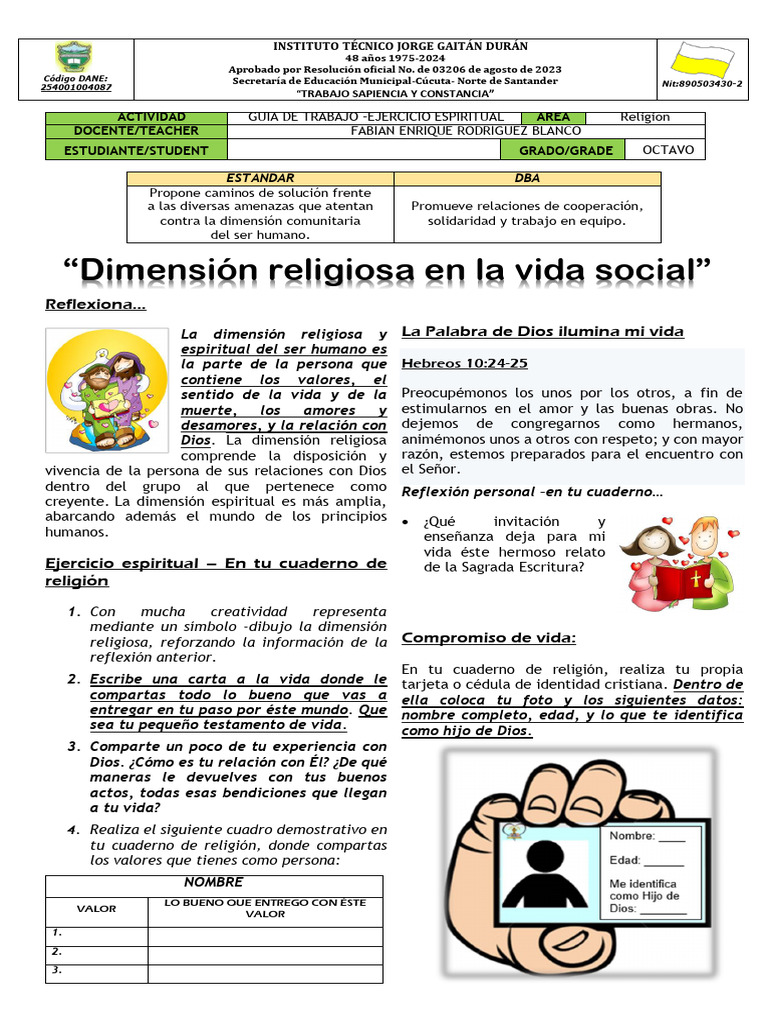 Dimensión Religiosa en La Sociedad-8° Rel | PDF | Dios