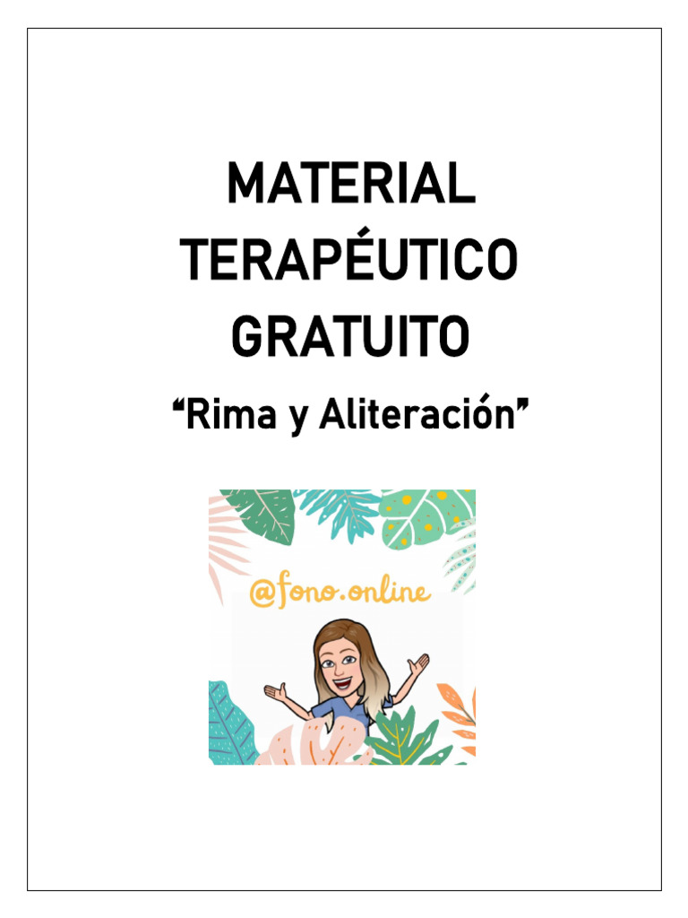 Material Terapeutico RIMA Y ALITERACION @fono - Online | PDF