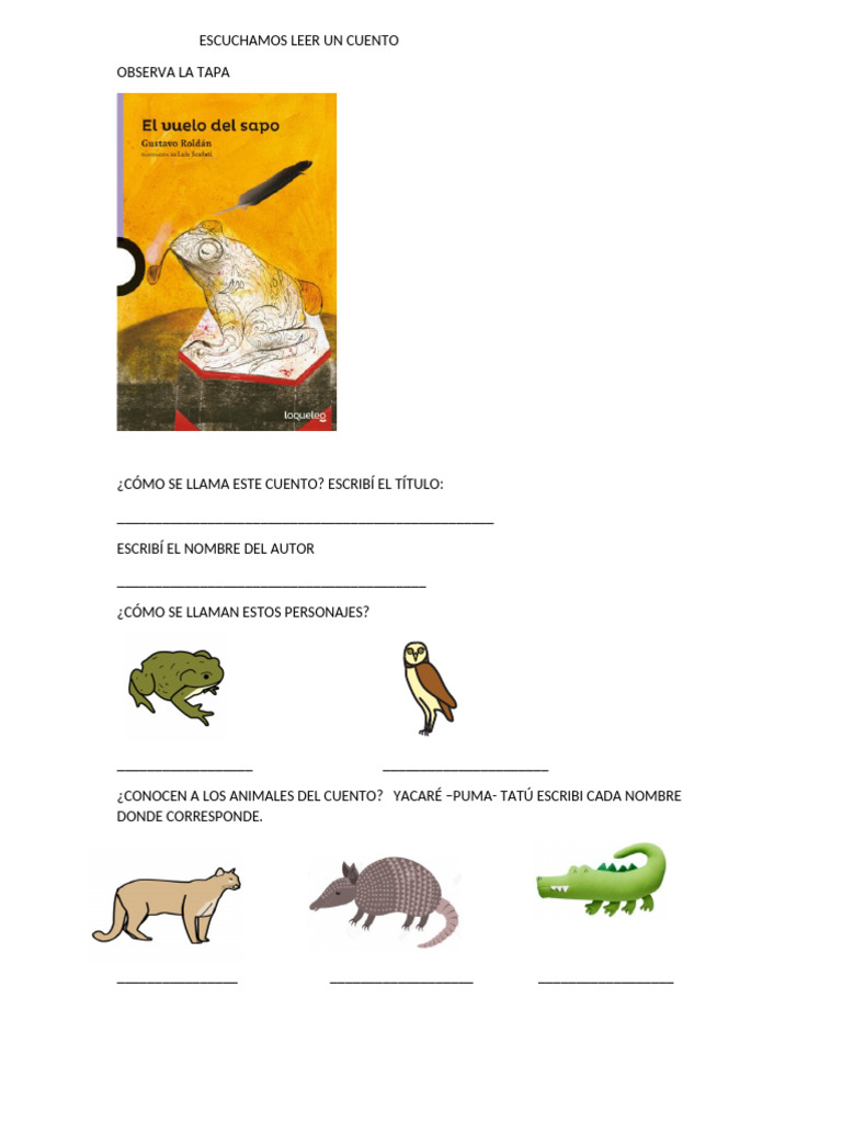 Actividades de Lectura de Cuentos | PDF