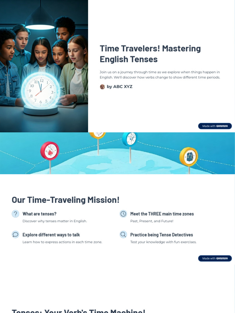 Time Travelers Mastering English Tenses | PDF | Grammatical Tense | Verb