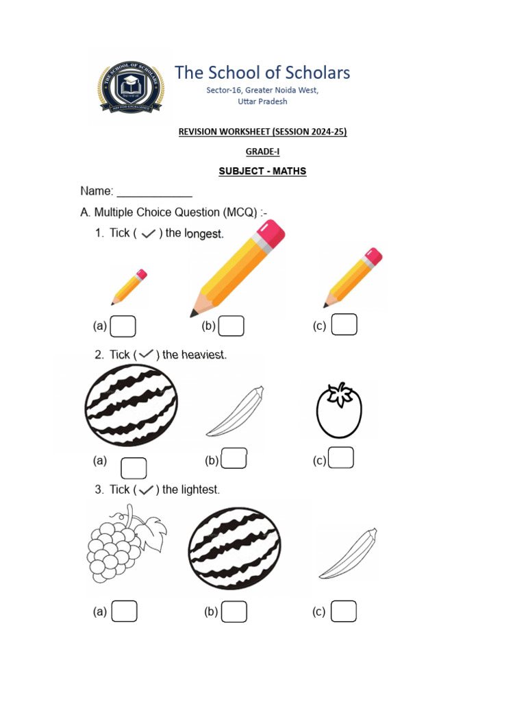 Revision Worksheet Mathspdf | PDF