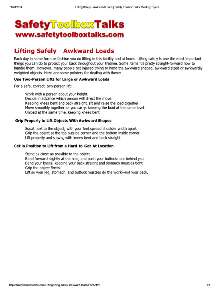 Awkward Load Lifting Techniques | PDF