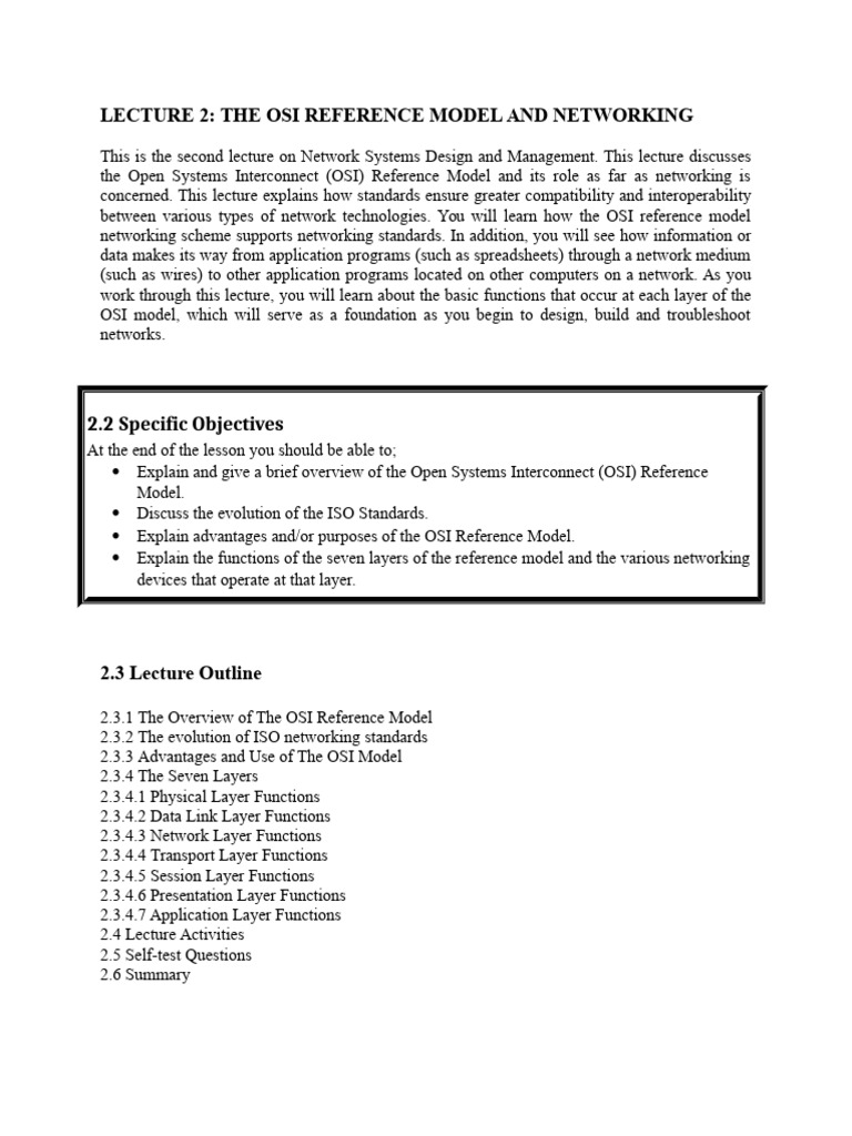 NSDM Lecture 2 - The OSI Reference Model and Networking | PDF | Computer Network | Osi Model