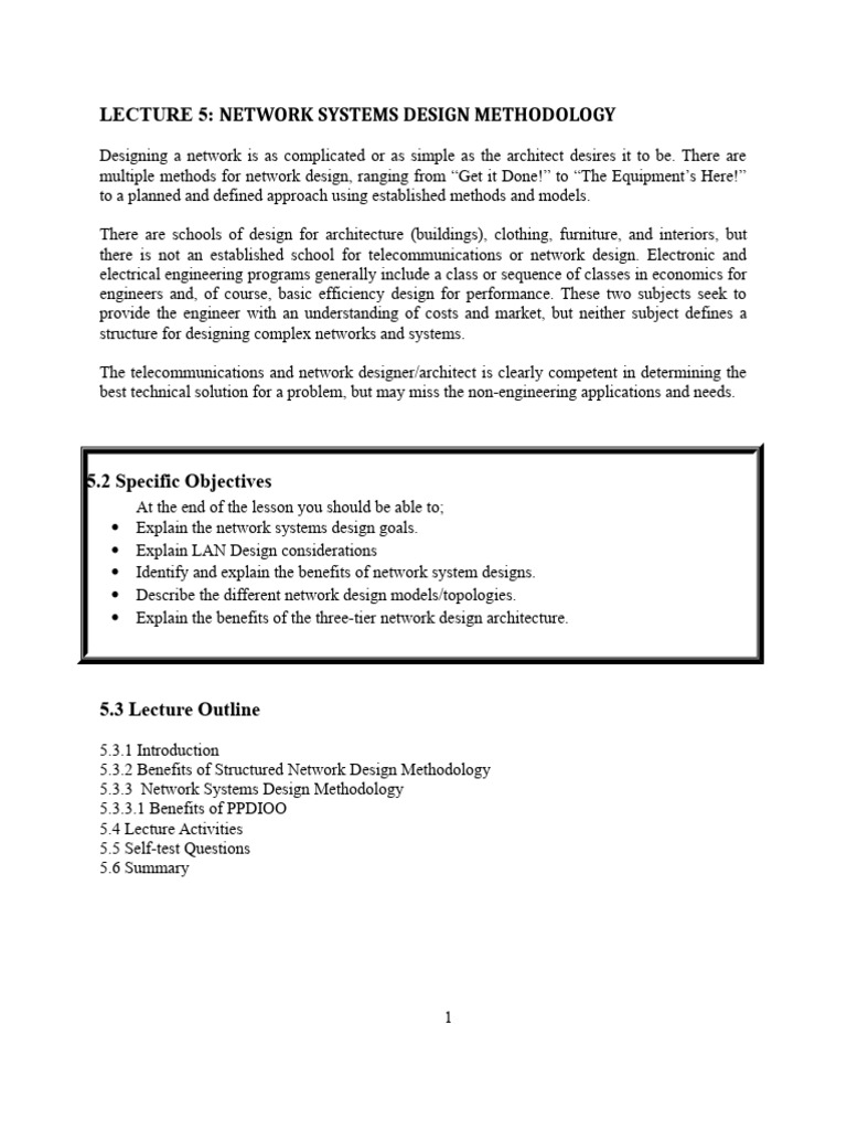 NSDM Lecture 5 - Networking Design Methodology | PDF | Computer Network | Methodology
