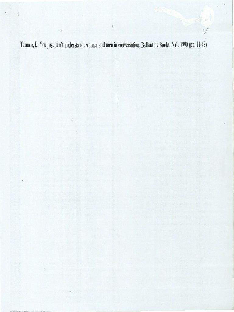 Texto Deborah Tannen (Man and Women Communication) | PDF | Liberal Arts ...