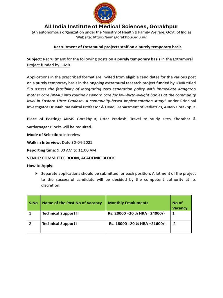 ICMR Project Advertisement | PDF | Identity Document | Breastfeeding
