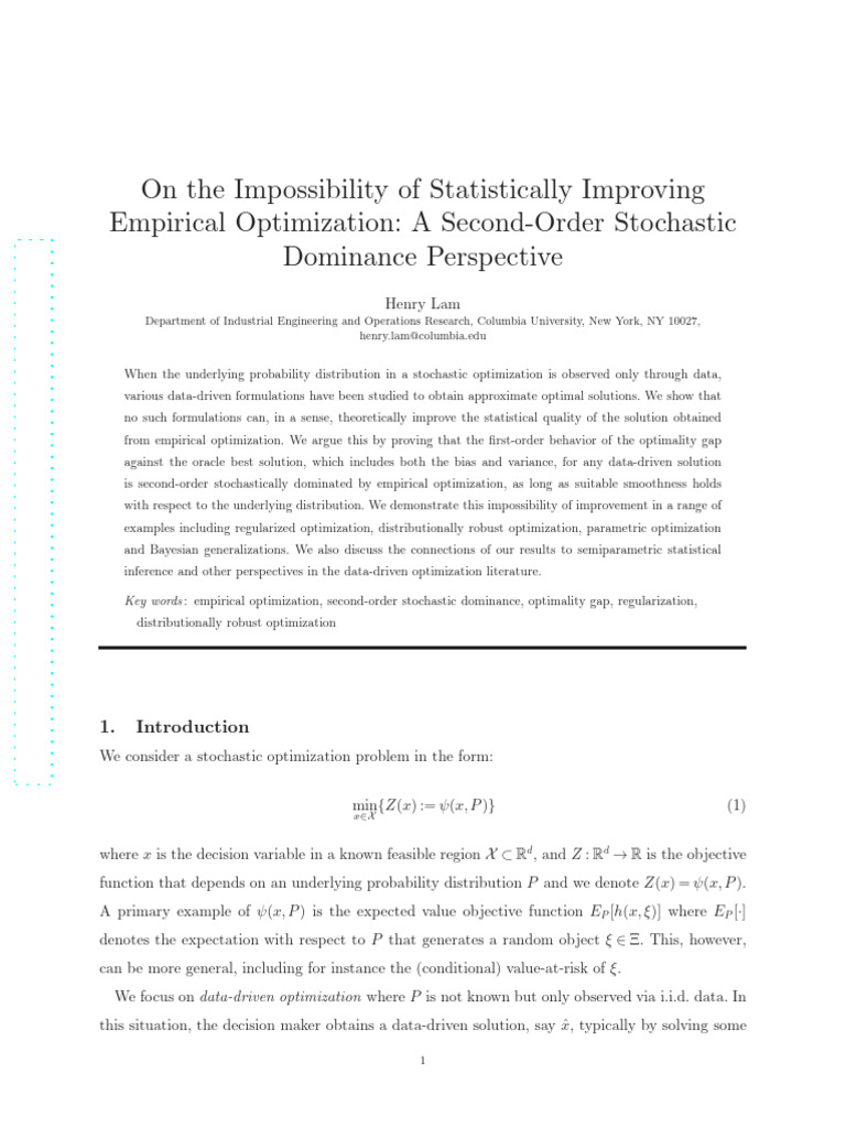 On The Impossibility of Statistically Improving Empirical Optimization: A Second-Order ...
