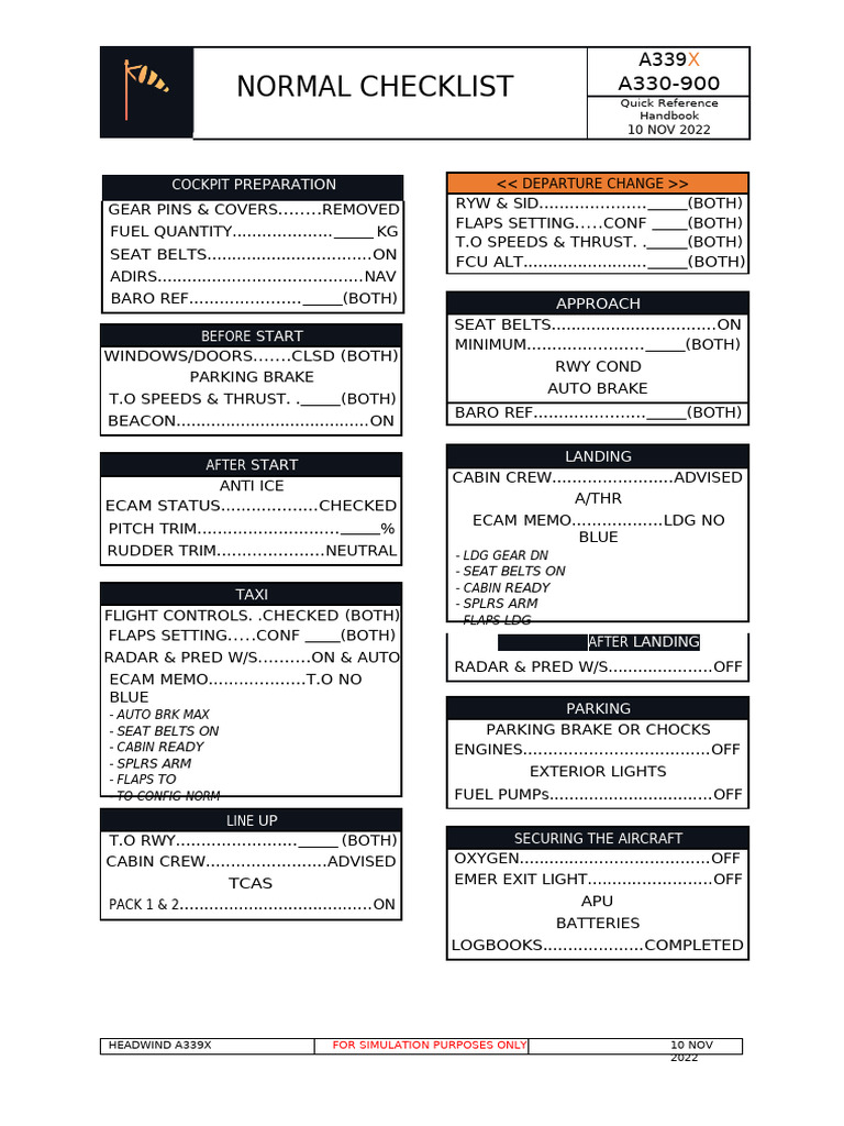 QRH_A339X_A330_900_NORMAL_CHECKLIST | PDF | Aeronautics | Aviation ...