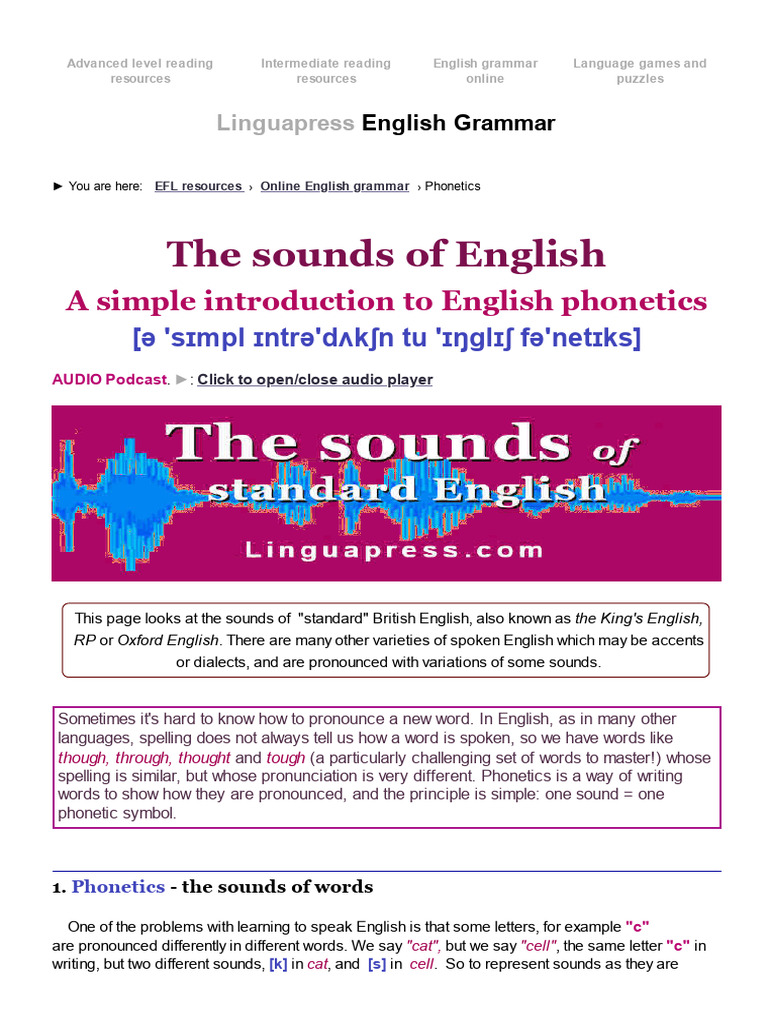 The Sounds of English - Essential Phonetics | PDF | Consonant | English ...
