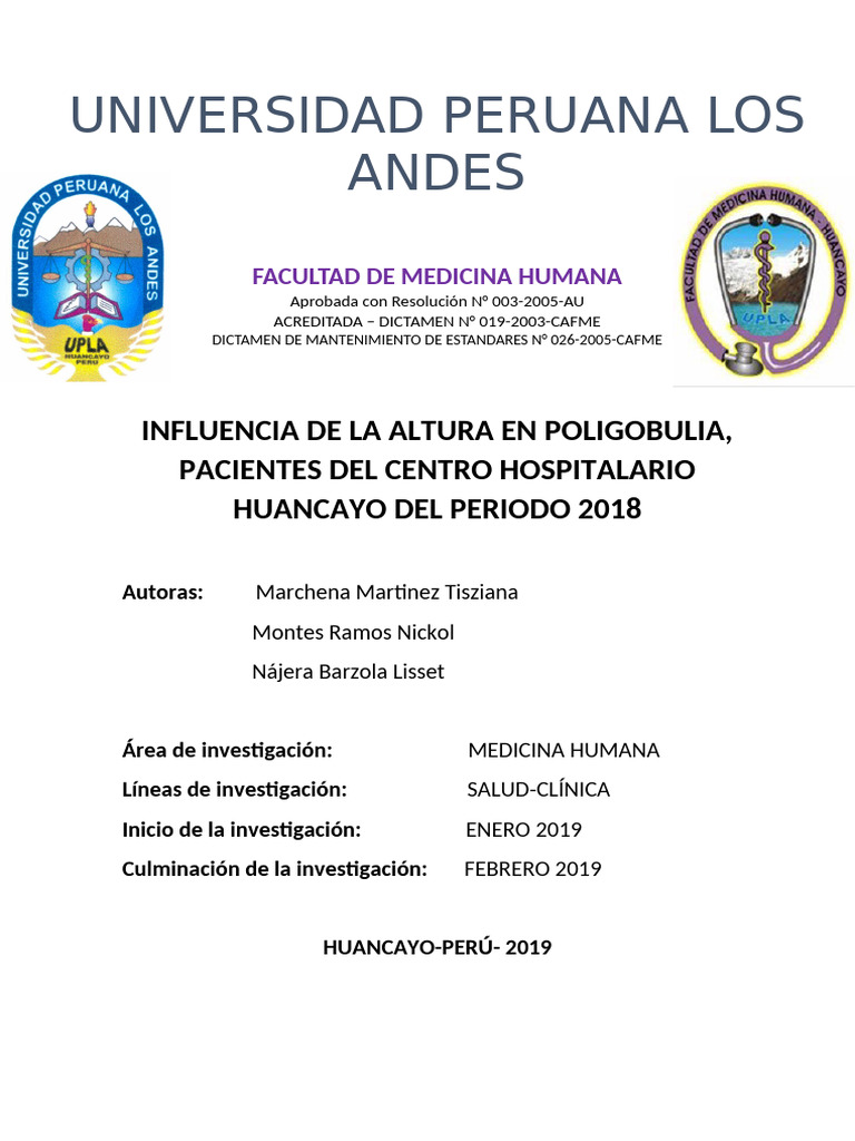 Poliglobulia en Altura FINAL | PDF | Sangre | Glóbulo rojo