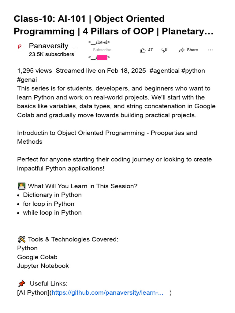 Class-10 - AI-101 - Object Oriented Programming - 4 Pillars of OOP - Planetary Weight Calculator ...