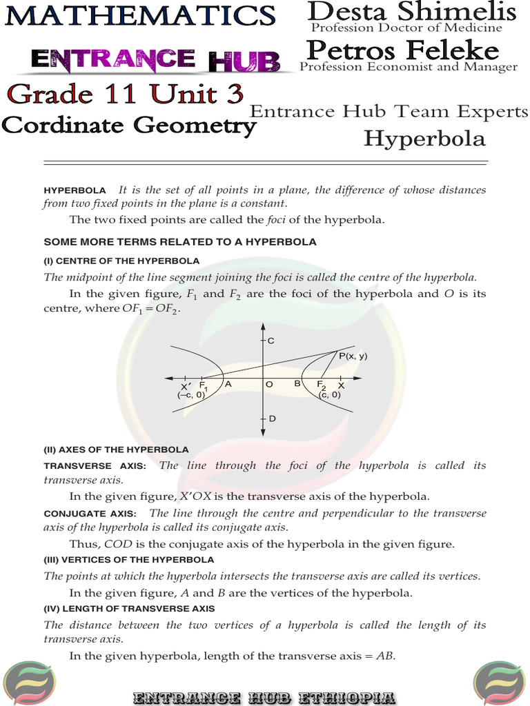 Cordinate Geometry Hyperbola | PDF | Coordinate System | Classical Geometry
