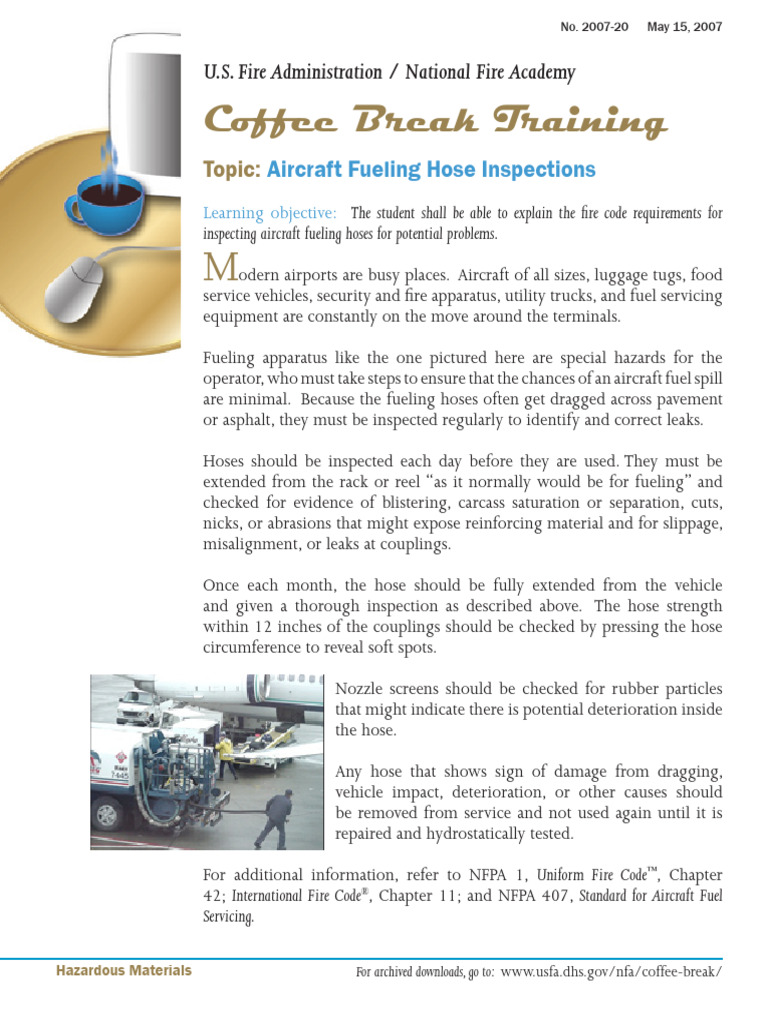 Aircraft Fueling Hose Inspections | PDF | Fire Safety