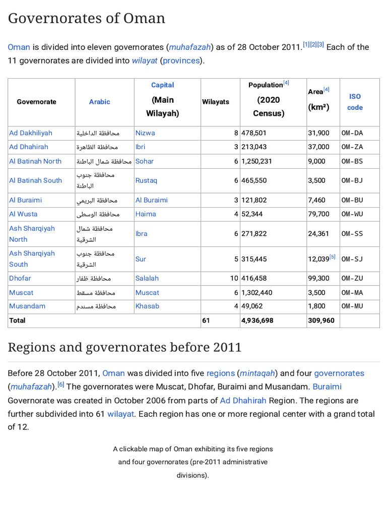 Governorates of Oman - Wikipedia | PDF | Oman