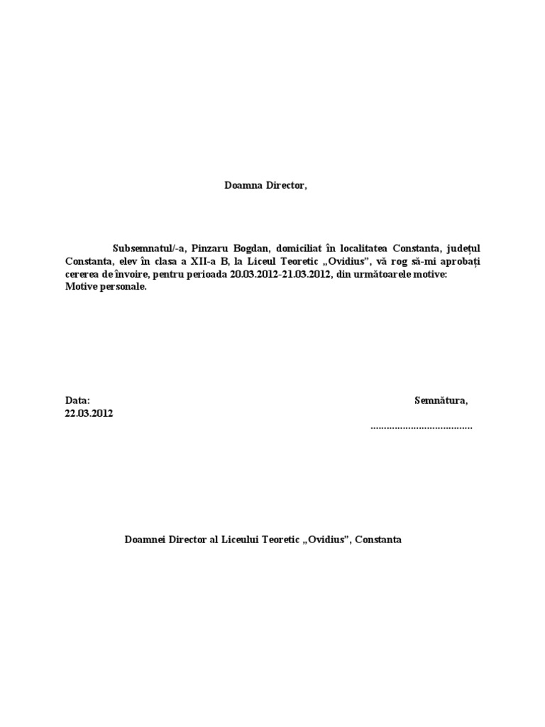 Cerere de Invoire | PDF