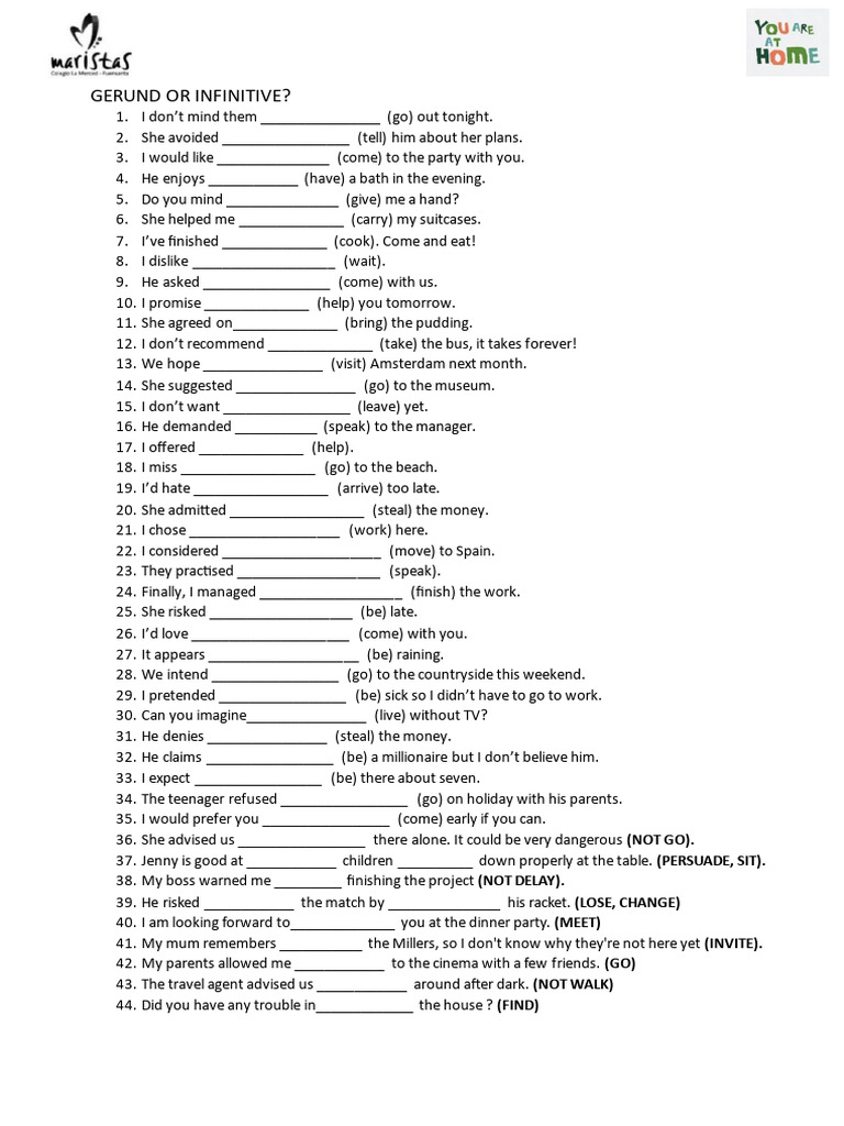 4ºESO-UNIT 8_Gerund or Infinitive-Verb Patterns1 | PDF