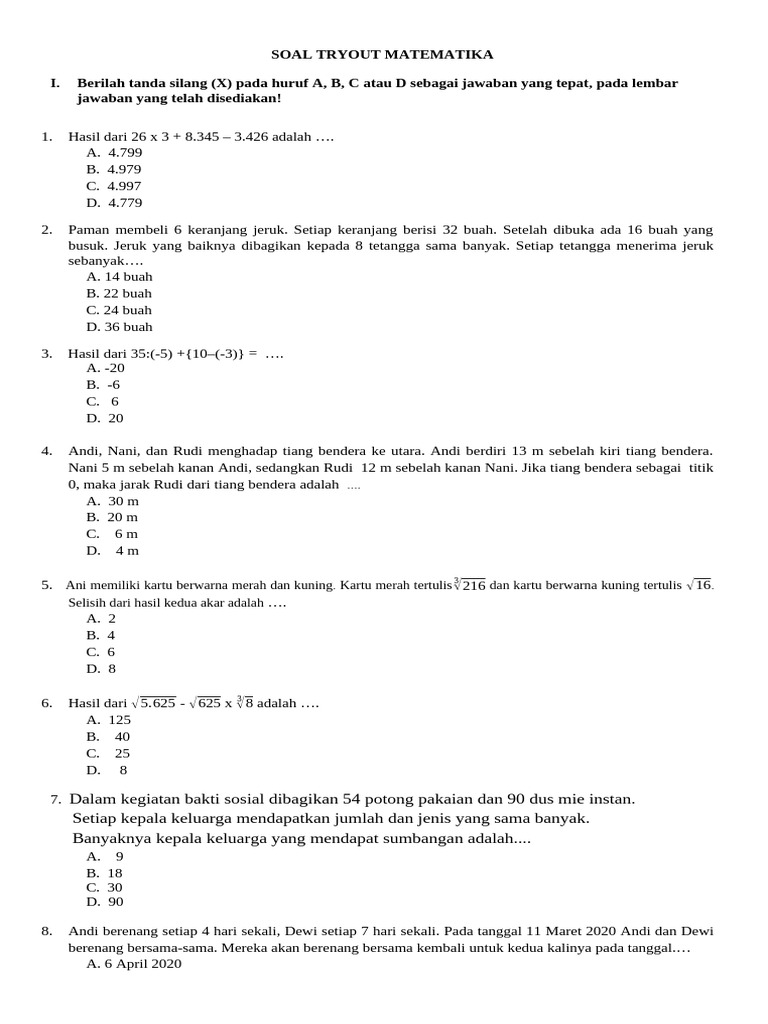 TRYOUT 1 MTK 2023 | PDF