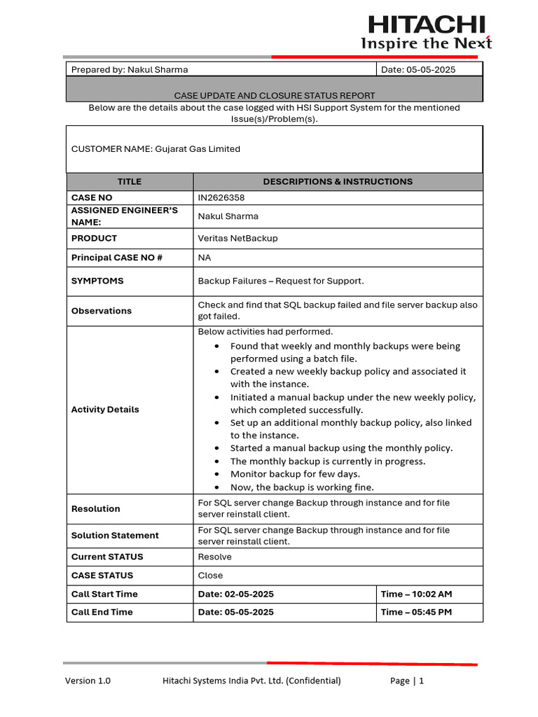 Case Closure Report - In2626358 | PDF | Computer Data | Software