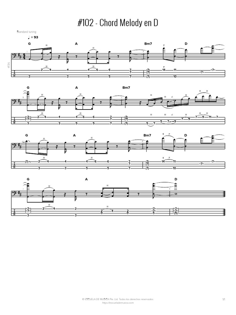 Chord Melody en Re para Guitarra | PDF