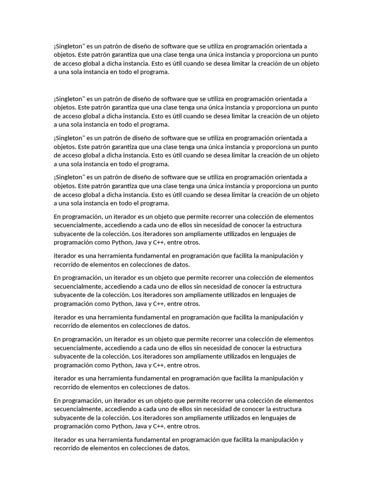 Singleton | PDF | Objeto (informática) | Programación de computadoras