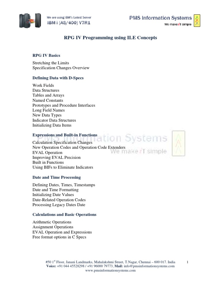 Rpg Iv Ile Programming Download Free Pdf Ibm Rpg Subroutine