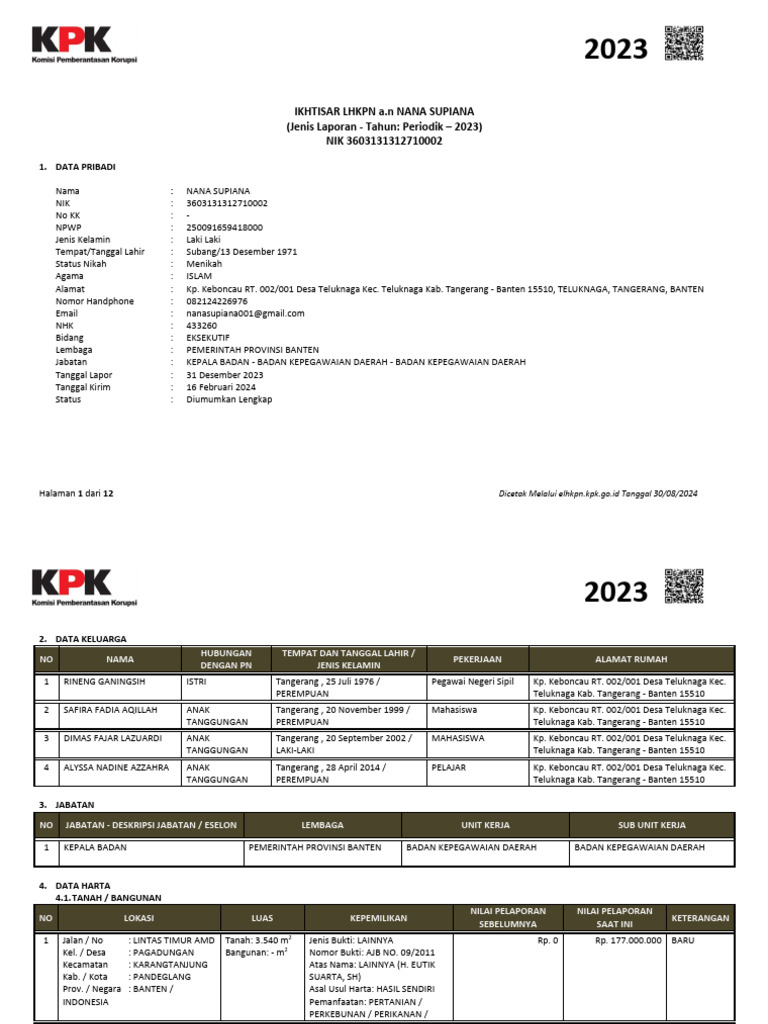 LKPN Pejabat BKD 2023 Fix | PDF